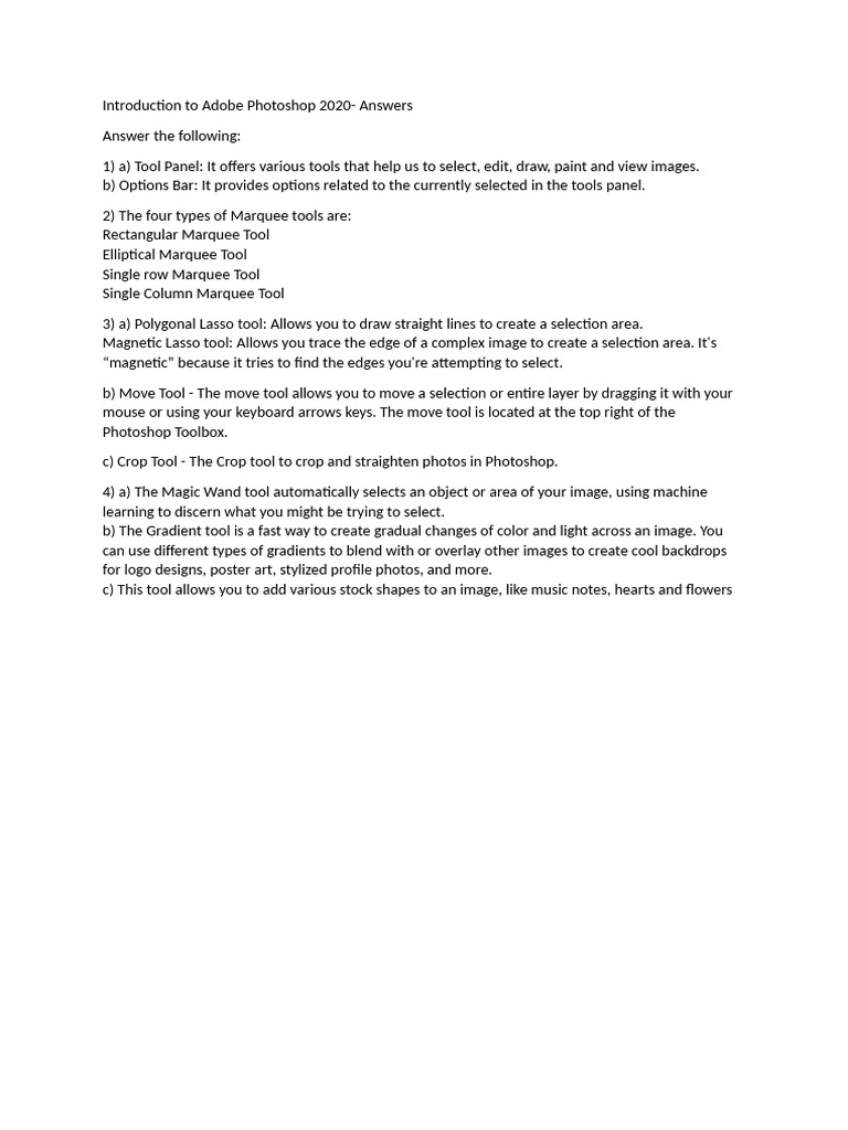 Introduction To Adobe Photoshop 2020 | PDF