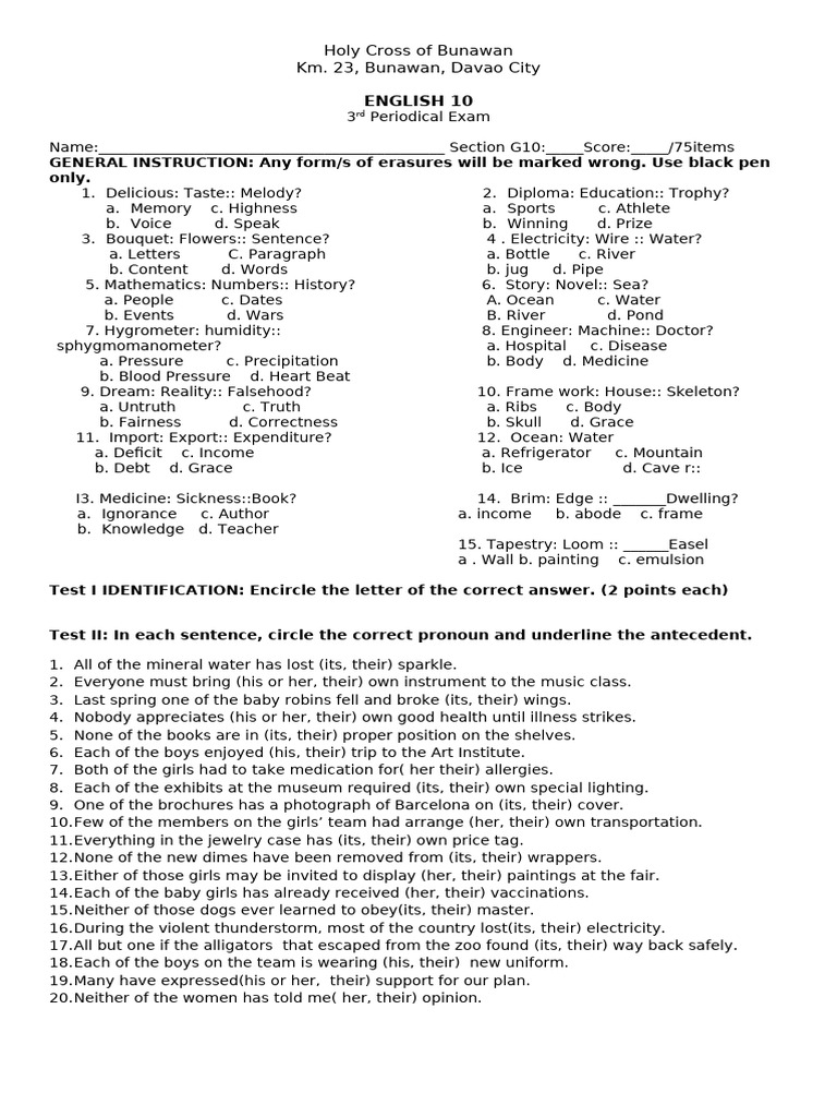 3RD-Periodical-English 10 | PDF