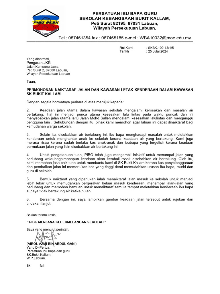 Memohon Bantuan Jalan SKBK | PDF