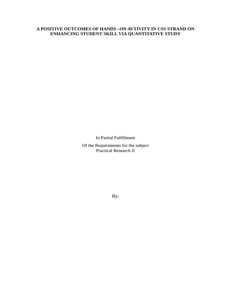 A Positive Outcomes of Hands - On Avtivity in CSS Strand On Enhancing ...