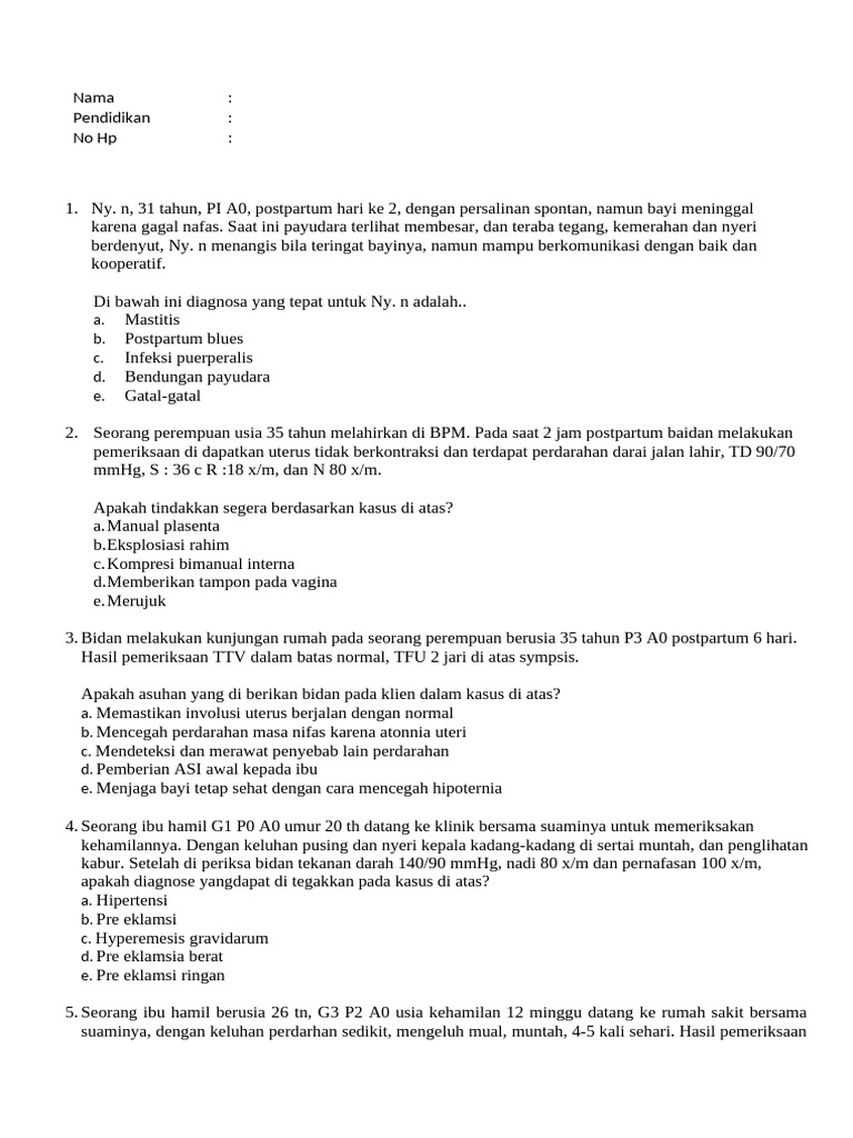 Soal Test Bidan | PDF