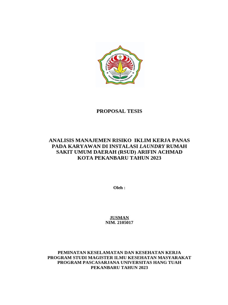 Proposal Tesis - Jusman - Revisi 2 | PDF
