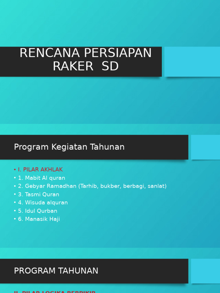 RENCANA PERSIAPAN RAKER SD | PDF