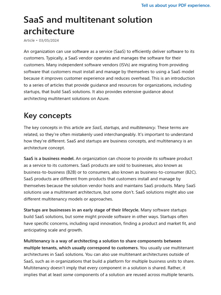 Azure Architecture Guide Saas Multitenant Solution Architecture | PDF Azure Architecture Guide Saas Multitenant Solution Architecture | PDF