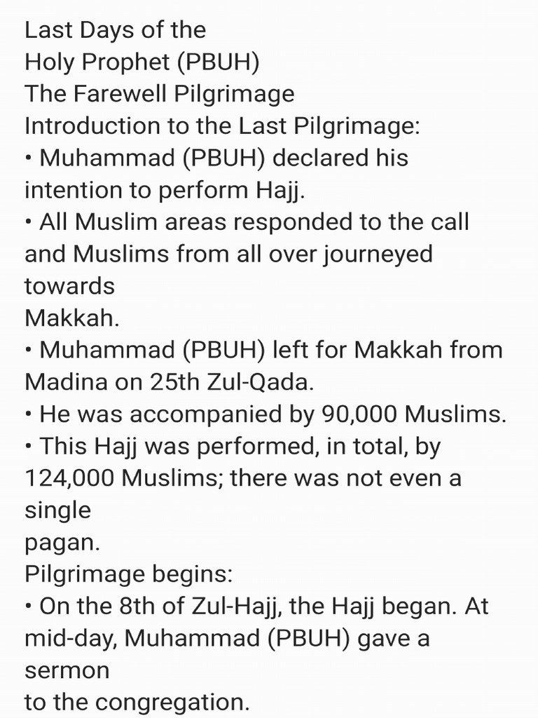 Last Days of Prophet SAW | PDF