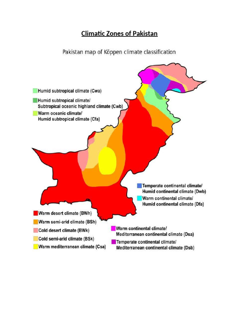 Climatic Zones of Pakistan Notes | PDF | Temperate Climate | Pakistan