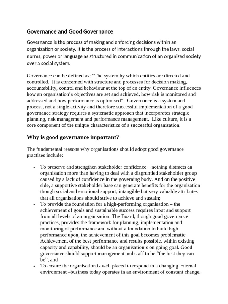 Governance and Good Governance | PDF | Governance | Good Governance