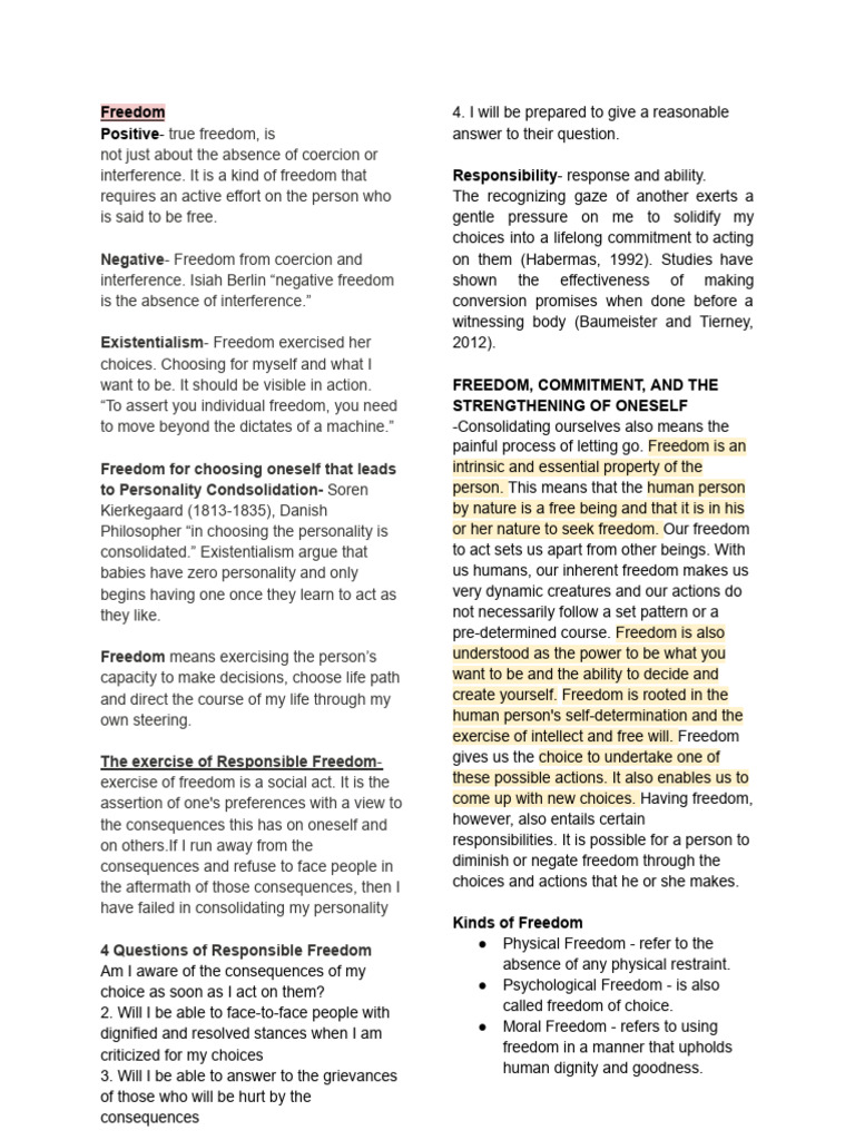 K12 Philosopy Reviewer (Freedom, Responsibility, and Intersubjectivity ...