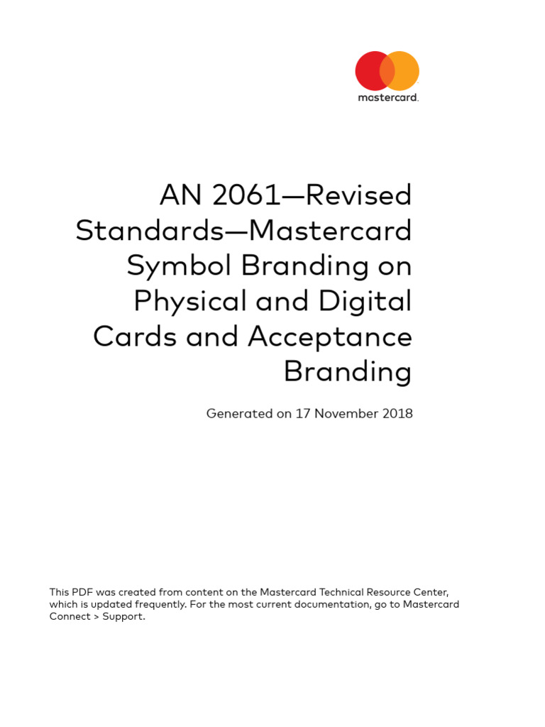 AN 2061 - Revised Sstandards - Mastercard Symbol Branding On Physical ...