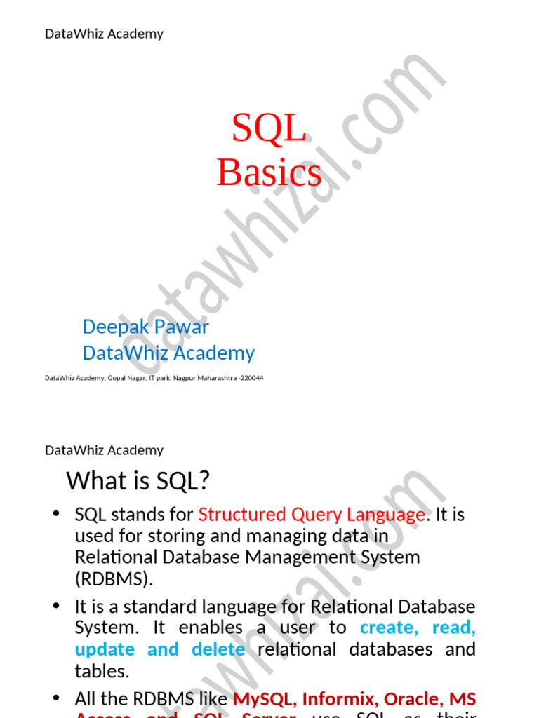 SQL Basics | PDF