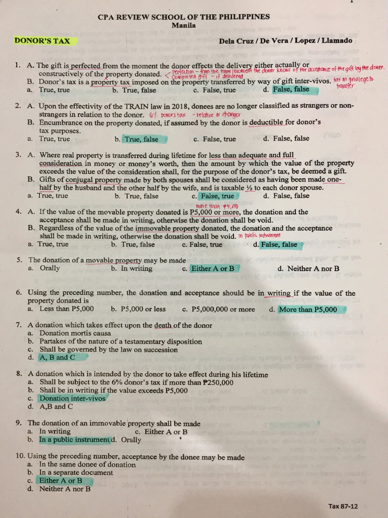 CPAR Donors Tax | PDF