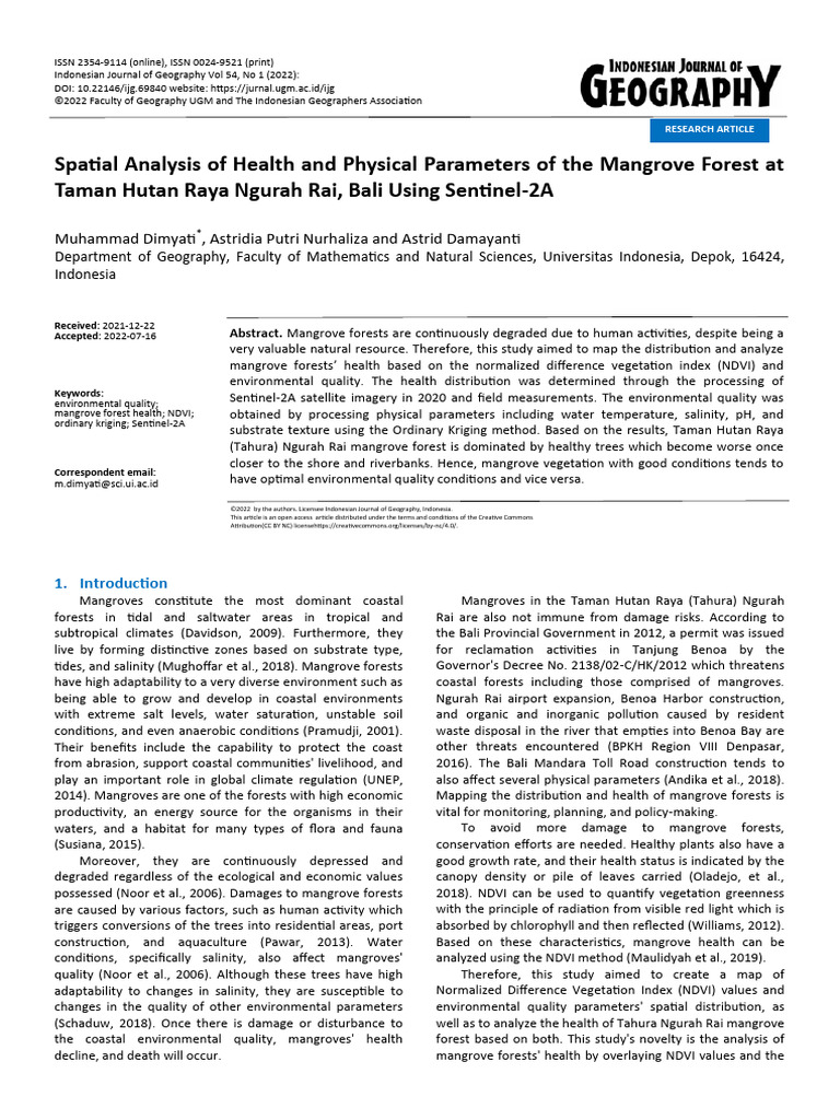 Spatial Analysis of Health and Physical Parameters - Dimyati | PDF