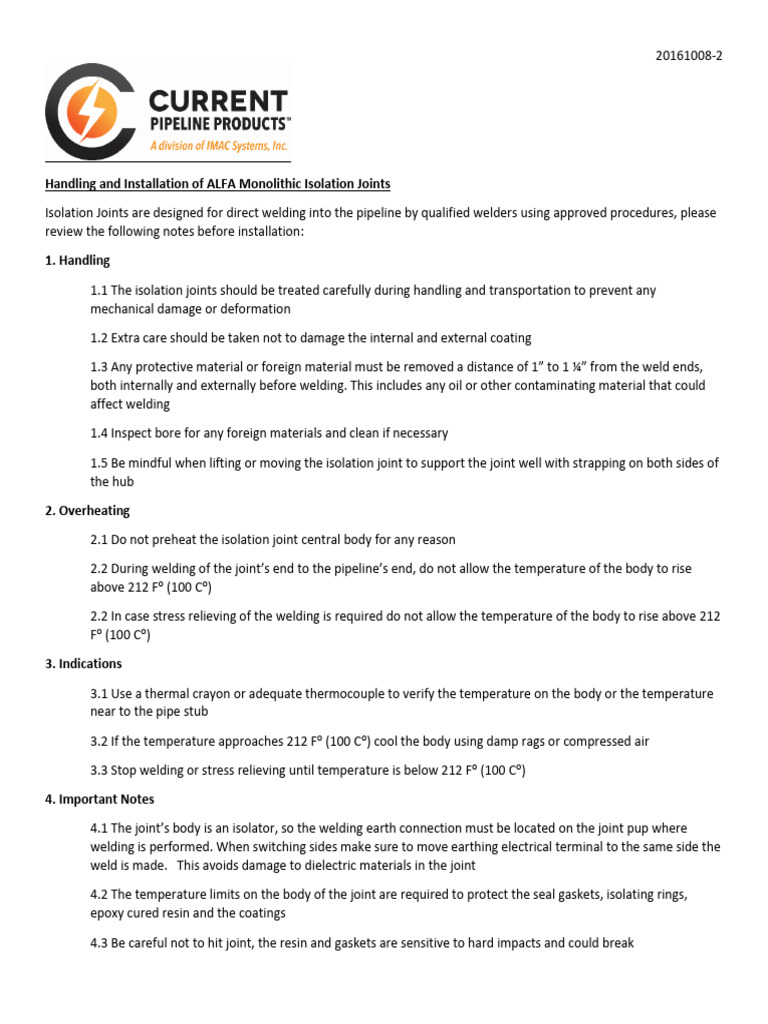 ALFA-Monolithic-Isolation-Joint-Installation-and-Handling-Guide | PDF