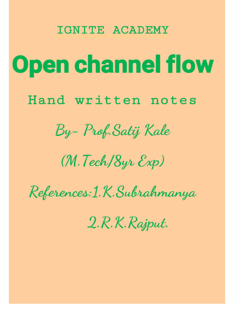 Open Channal Flow Notes | PDF