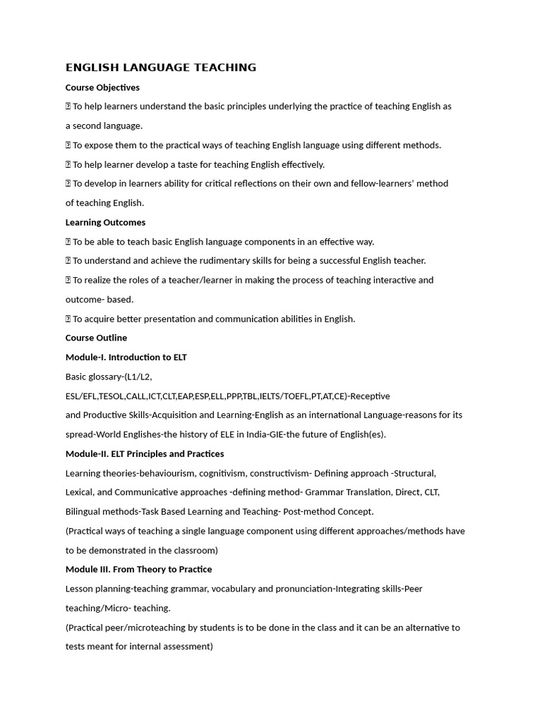 English Language Teaching | PDF