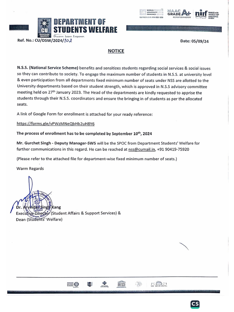 Notice - NSS Enrollment 2024-25 | PDF | Technology & Engineering