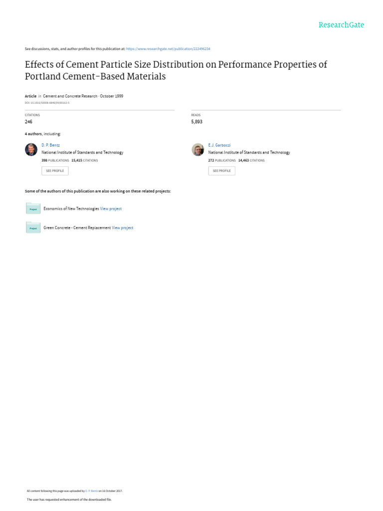Cement Particle Size Distribution | PDF