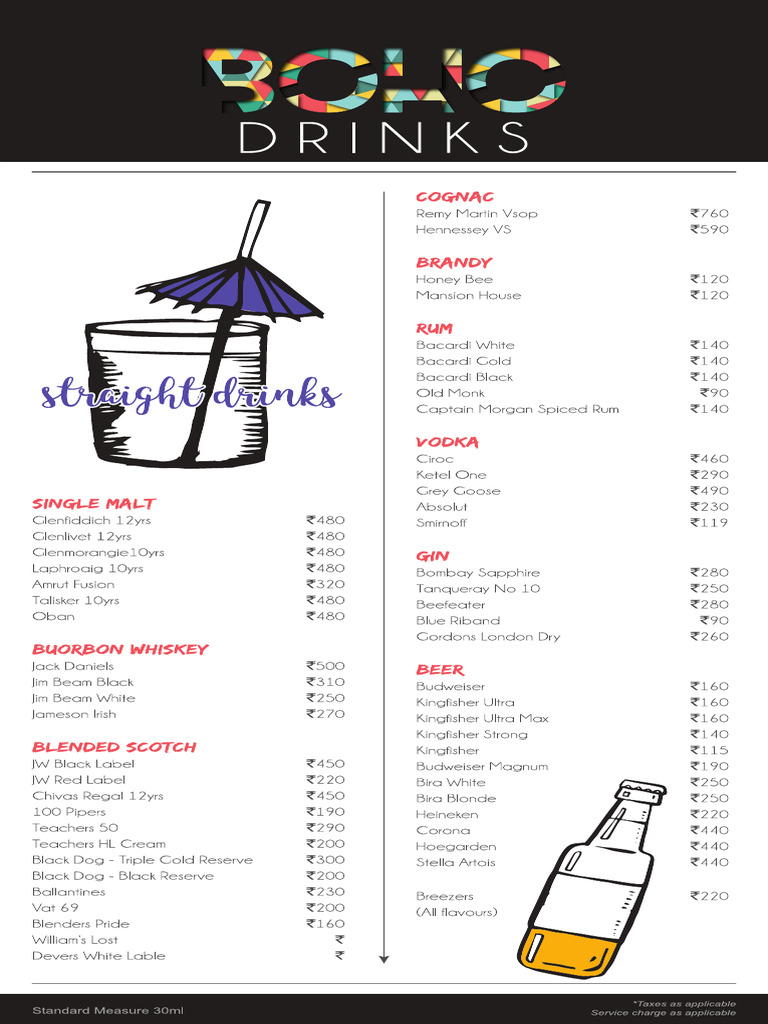 Boho Drinks Menu | PDF