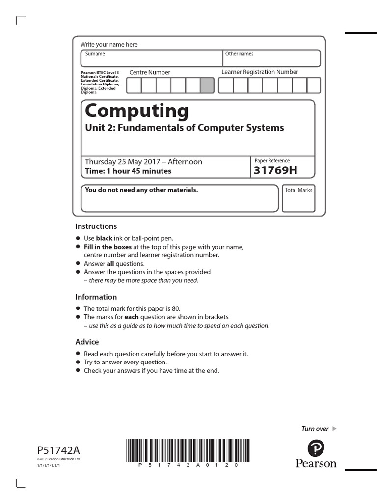 BTEC Level 3 Computing Past Paper | PDF | Binary Coded Decimal | Computers