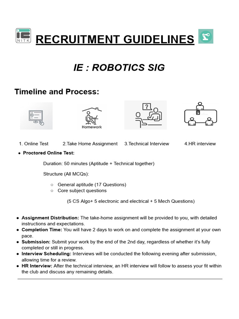 IE Robotics Recruitment Guidelines | PDF