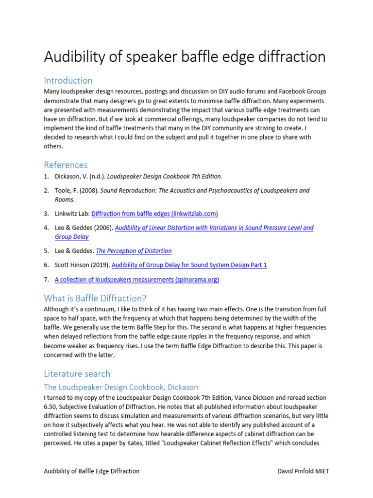 Audibility of Baffle Edge Diffraction 2024-03-08 | PDF
