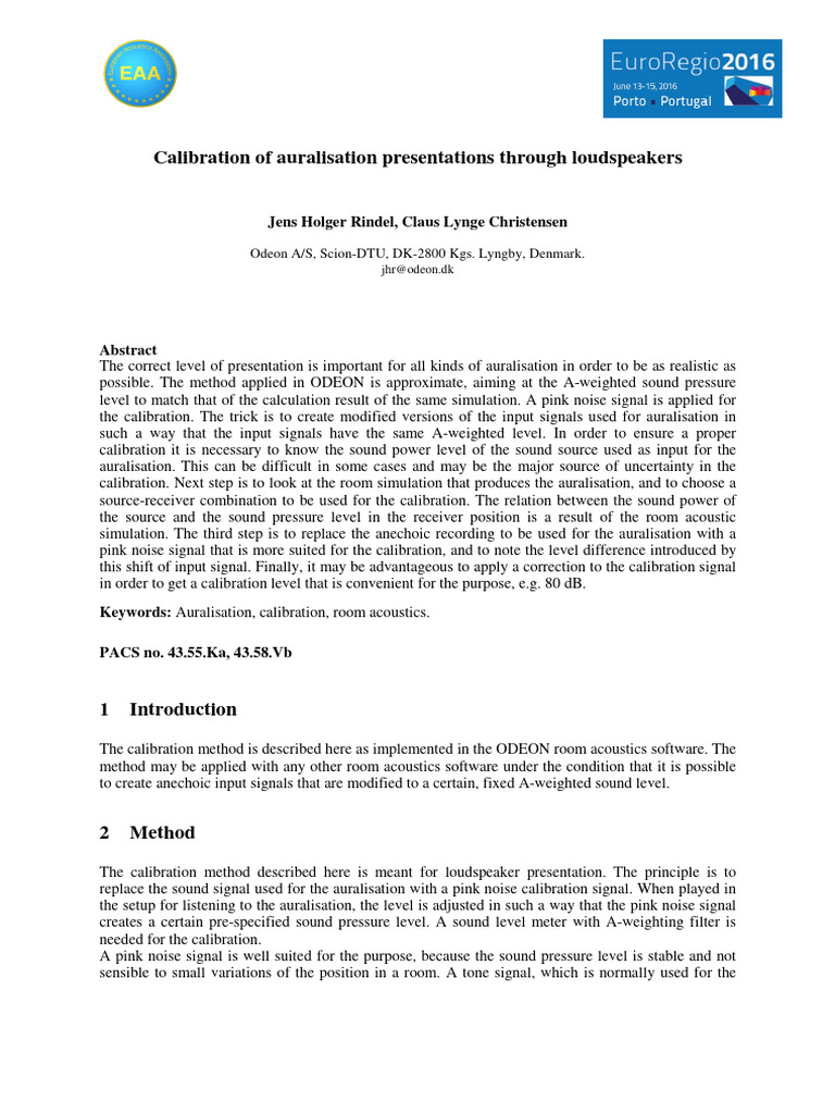 Calibration of Auralisation Presentation | PDF