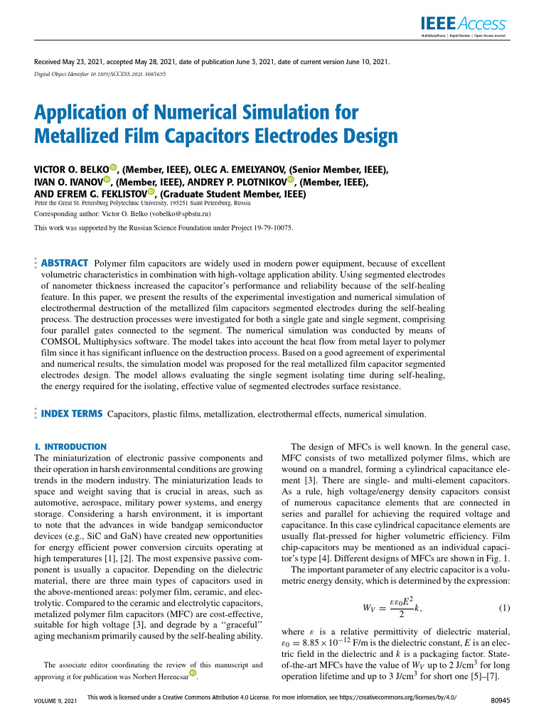 Application of Numerical Simulation For Metallized Film Capacitors ...