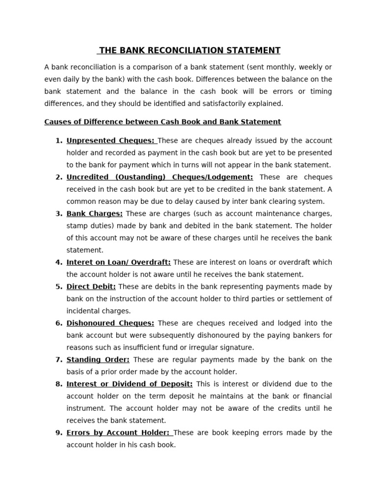 The Bank Reconciliation | PDF