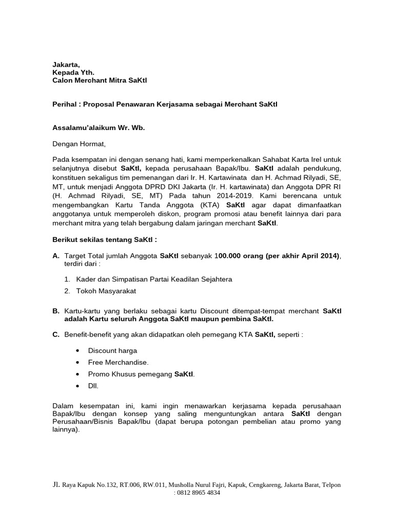 Contoh Kerjasama Merchant | PDF