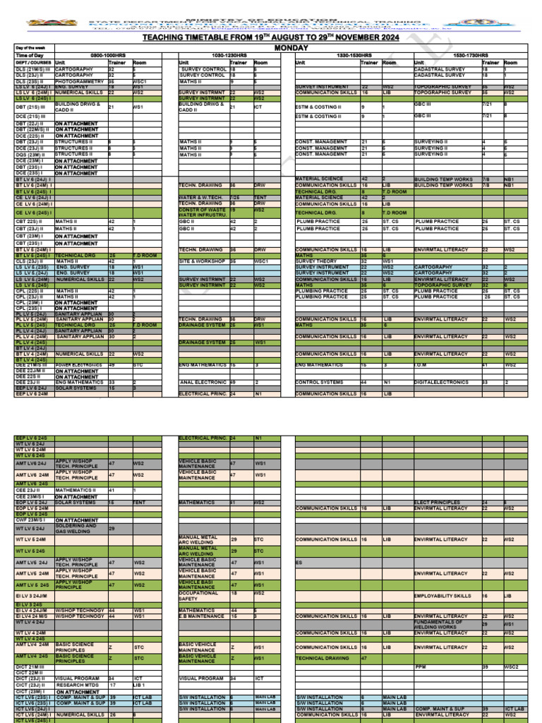KTVC TT Sept-Nov 2024 DRAFT | PDF