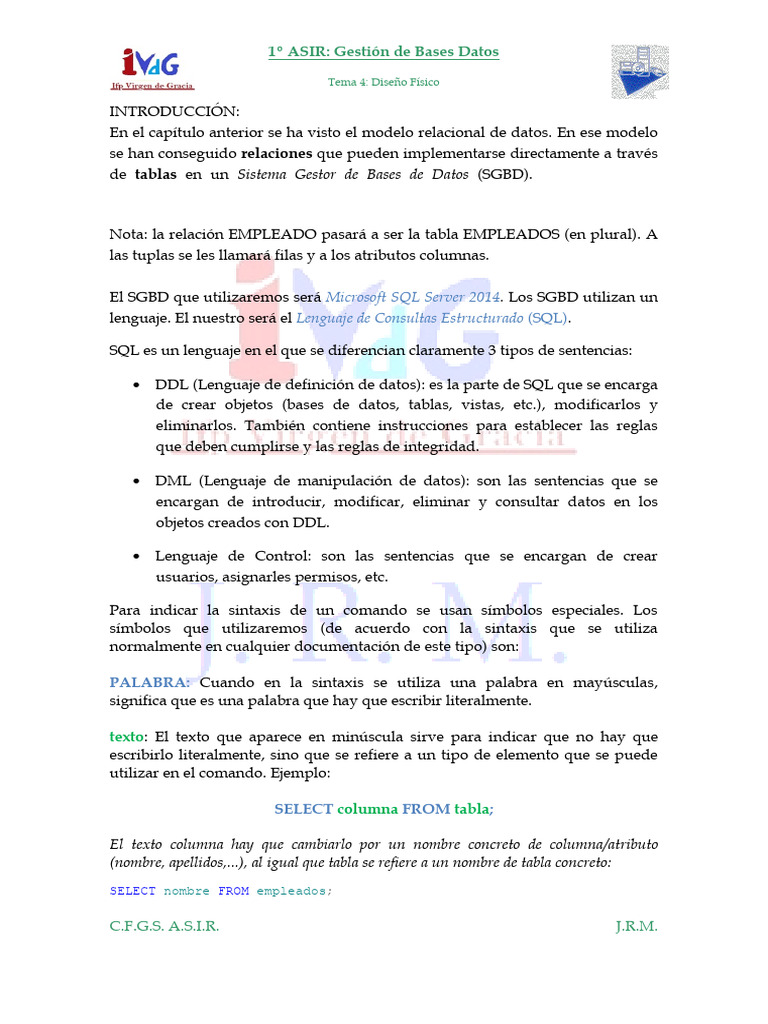 UT4-Diseño Físico | PDF