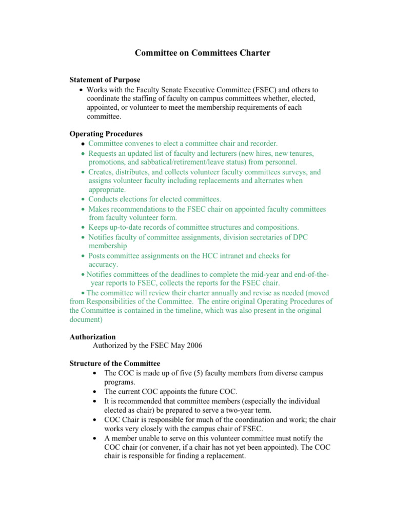 HCC Committee Charter Template | PDF
