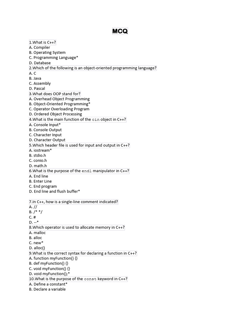 Cs Xi Mcq Pdf