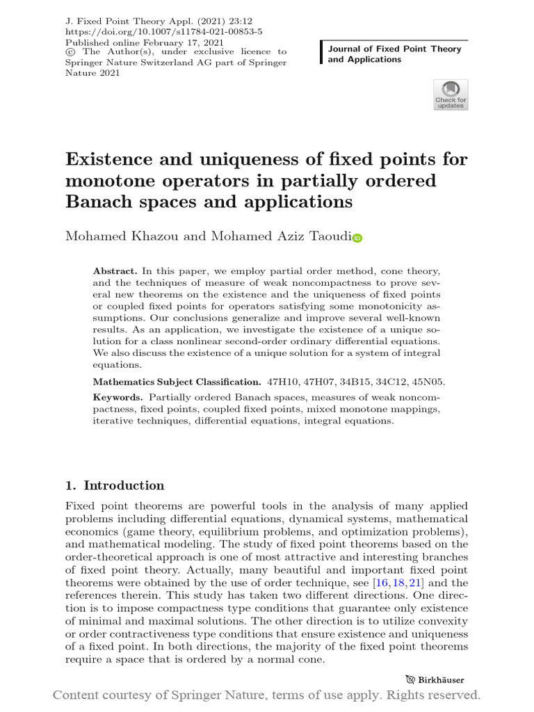 Existence and Uniqueness of Fixed Points For Monot 2 | PDF