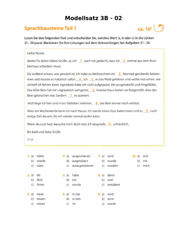Modellsatz 3B 1 Schreiben | PDF