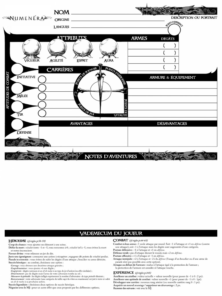 Numenéra Feuille de Personnage | PDF