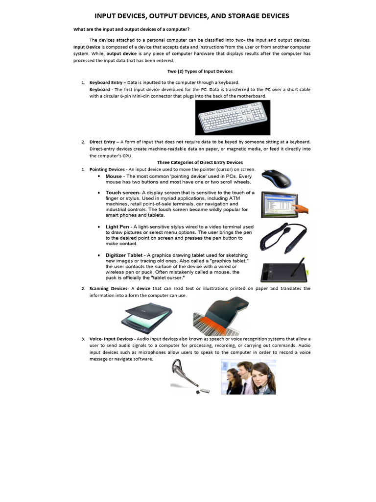Input, Output and Storage Devices | PDF