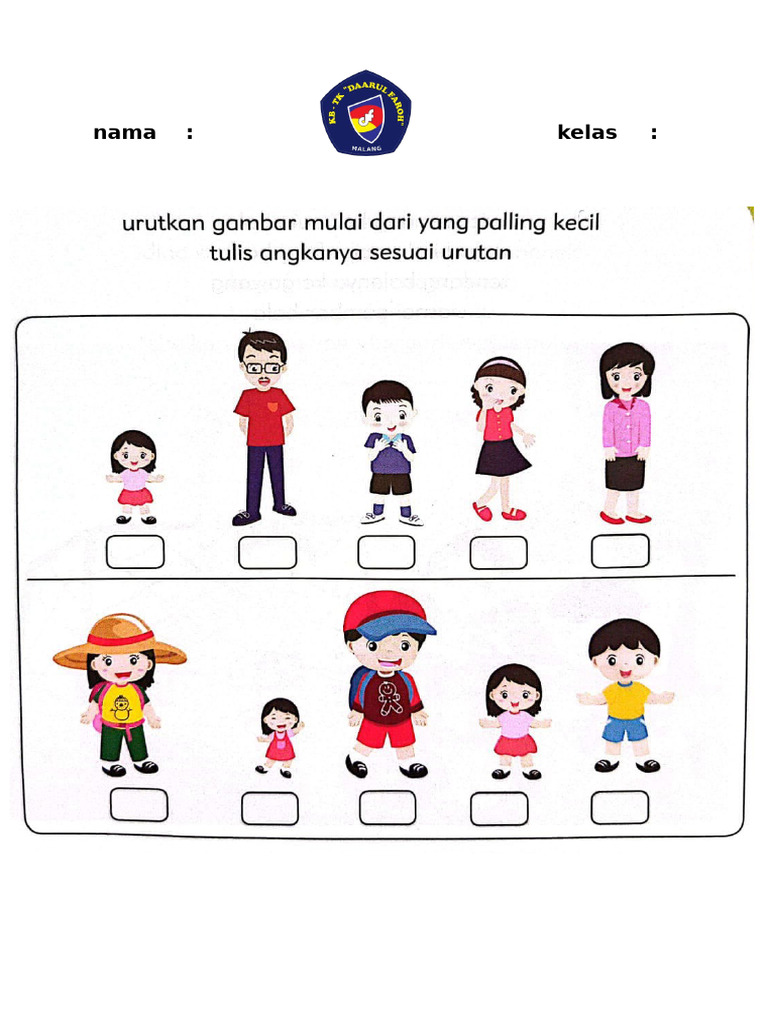 Mengurutkan Gambar Dari Rendah Ke Tinggi TK A | PDF