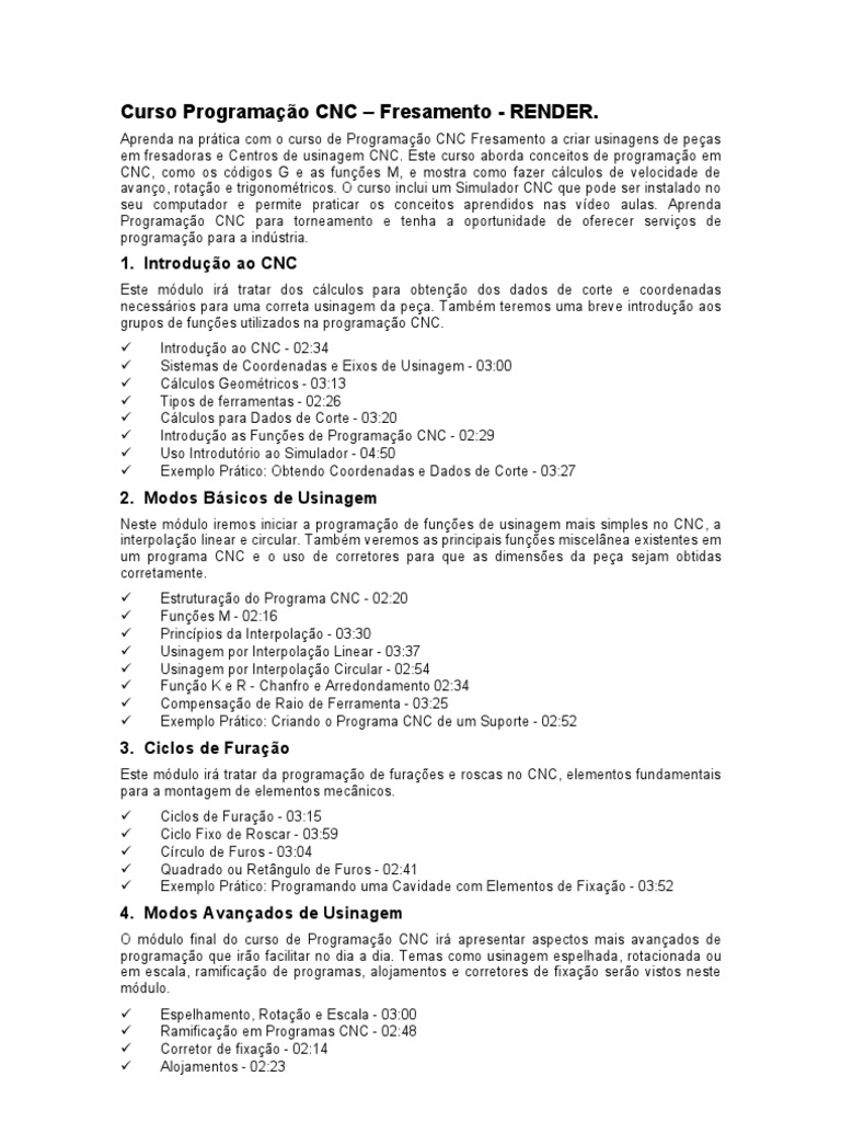 Curso Programação CNC | PDF | Máquinas | Metalurgia