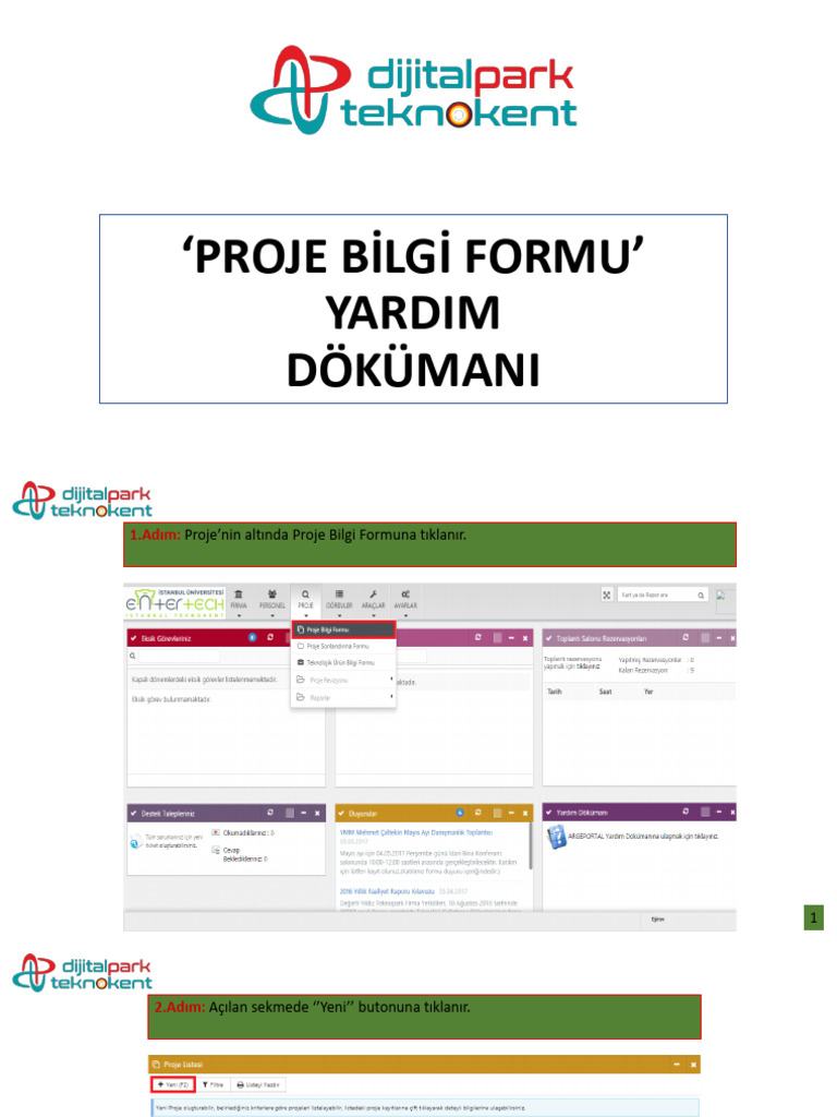 Proje Bilgi Formu Yardım Dökümanı | PDF