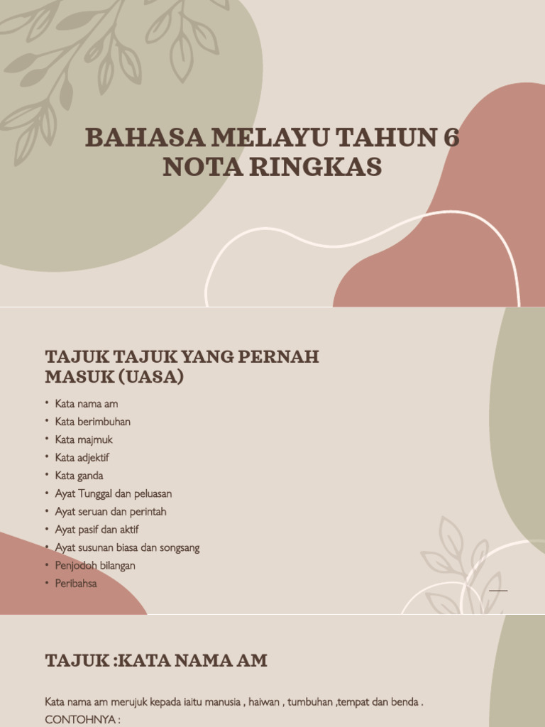 bahasa melayu tahun 6 nota ringkas -1 | PDF