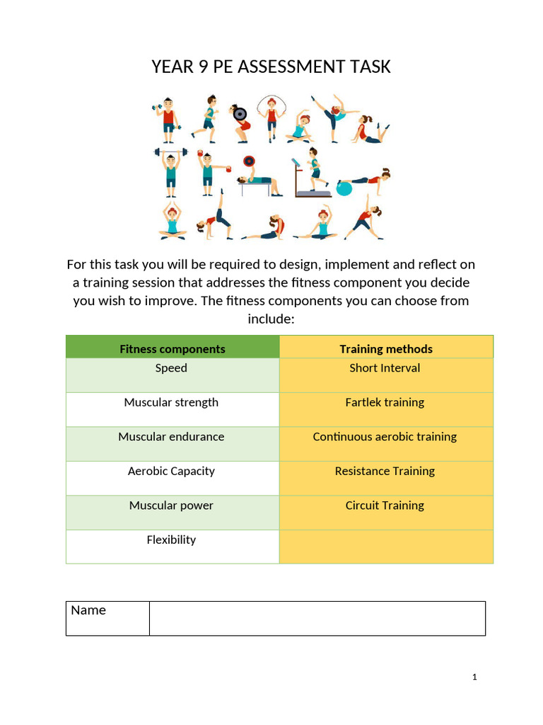 2024 - Year 9 Pe Training Assessment Task | PDF