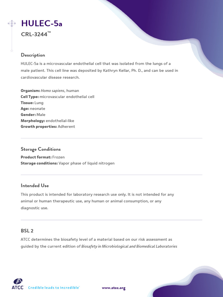 CRL-3244 Product Sheet - HULEC-5a | PDF
