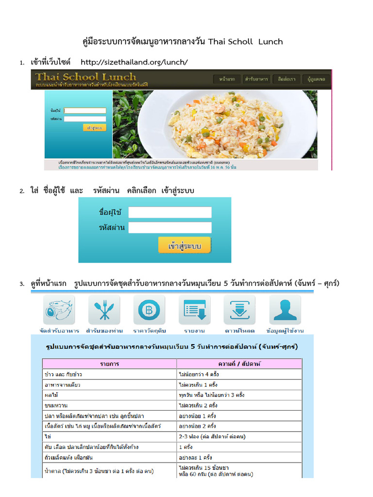 คู่มือ Thai-School-Lunch | PDF