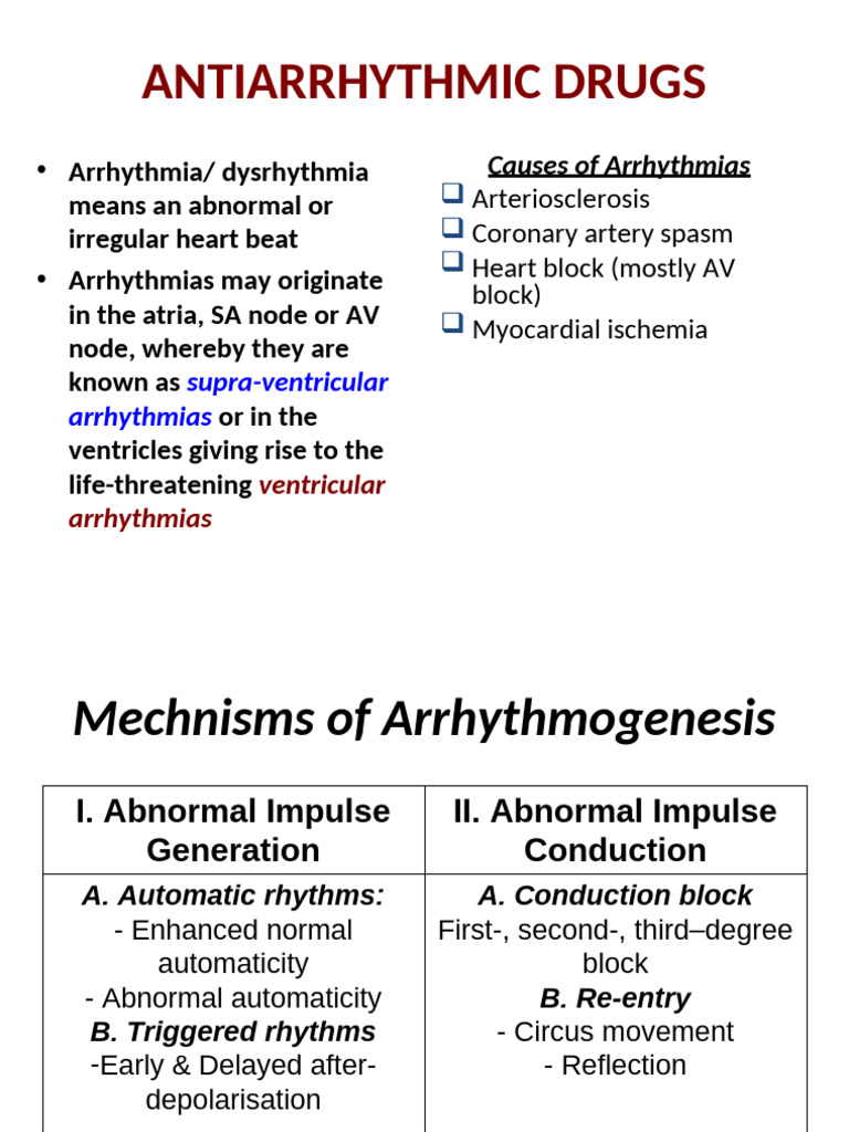 Antiarrhythmic Drugs Overview | PDF | Cardiac Arrhythmia | Cardiology