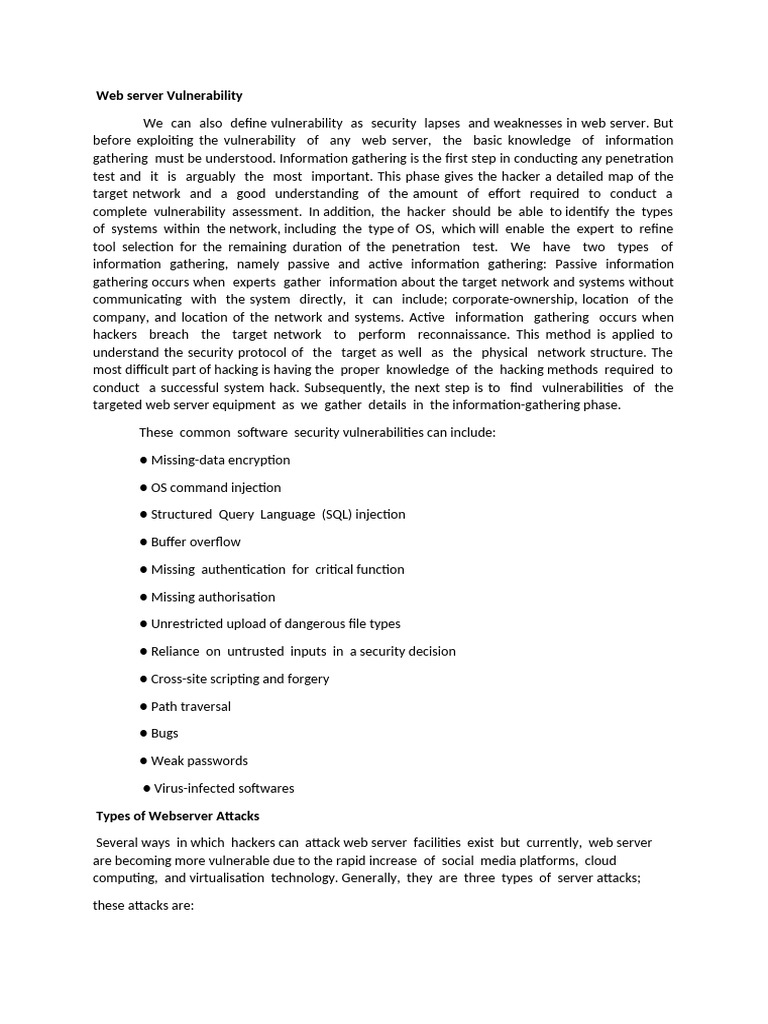 Web Server Vulnerability | PDF