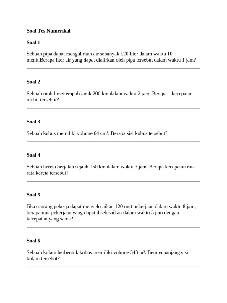 Tes Numerikal Soal Dan Jawaban | PDF