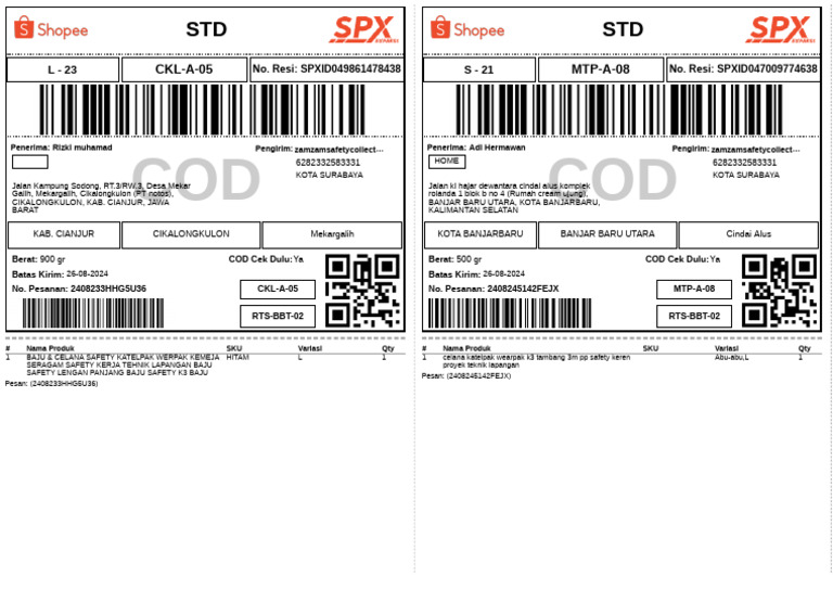 Label Pengiriman - Reguler-2 - 120 | PDF