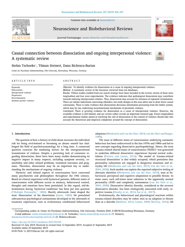 Causal Connection Between Dissoc | PDF