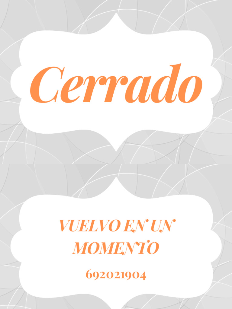 CARTEL CERRADO - VUELVO EN UN MOMENTO | PDF